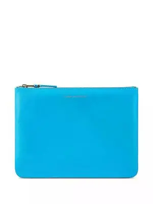 Comme Des Garçons Logo-print Leather Pouch - Blue