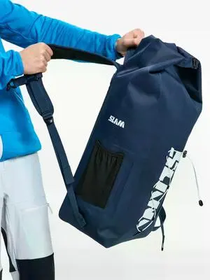 SLAM Logo Print Roll-top Backpack - Blue