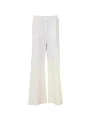 OWN Pleated Detail Wide Leg Trousers - White