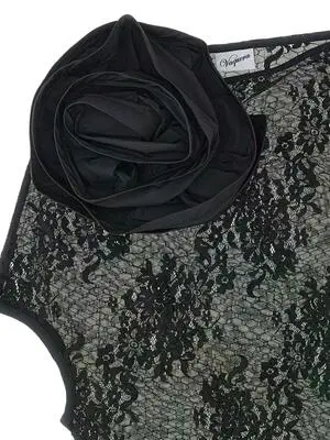 Vaquera Floral Lace Appliqué Top - Black