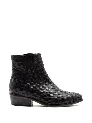 CURIOSITÈ Woven Ankle Boots - Black