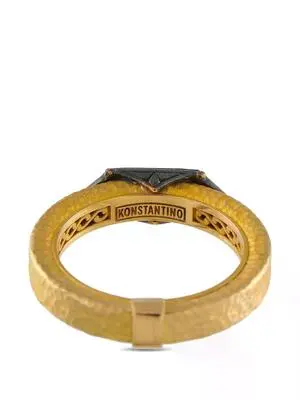 Konstantino 18k Yellow Blue Topaz And Black Diamond Ring