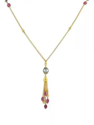 Konstantino 18k Yellow Tahitian Pearl And Tourmaline Necklace - Gold