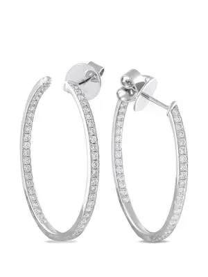 Memoire 18k White Gold Diamond Hoop Earrings