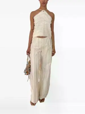 Cult Gaia Venezia Fringed Halterneck Top - Neutrals