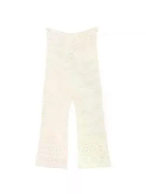 TERRY PUESTO Cream Crochet Knit Trousers