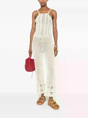 TERRY PUESTO Cream Crochet Knit Trousers