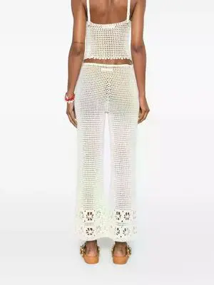 TERRY PUESTO Cream Crochet Knit Trousers
