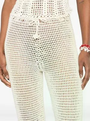 TERRY PUESTO Cream Crochet Knit Trousers