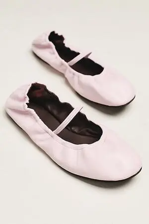 REFORMATION Buffy Ruched Ballet Flats - Pixie Dust Leather