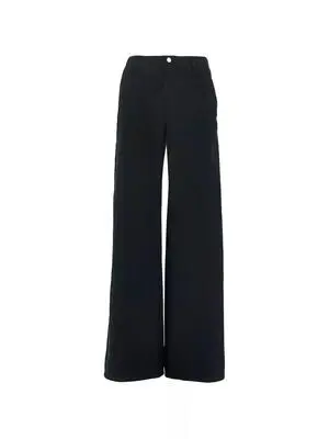 Emporio Armani Wide-leg Cotton Trousers - Black