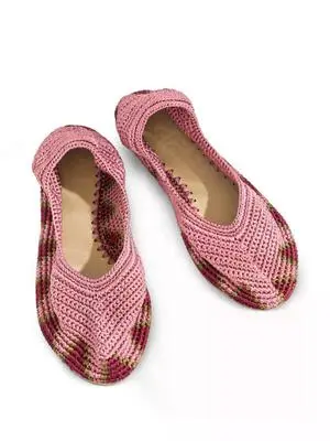 SLO_HAND_MADE Geometric Pattern Crochet Ballet Flats
