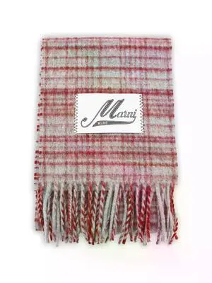 Marni Check Fringed Scarf - Red