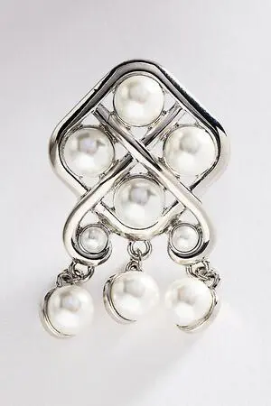 Anthropologie Art Deco Crystal Drop Earrings - Silver/pearl