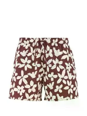 Emporio Armani Floral Print Swim Shorts - Red
