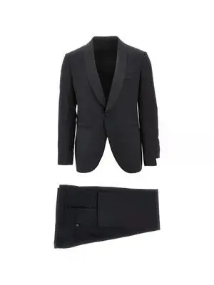 LUIGI BIANCHI Shawl-lapel Single-breasted Wool Suit - Black