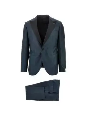 LUIGI BIANCHI Peak-lapel Single-breasted Wool Suit - Green