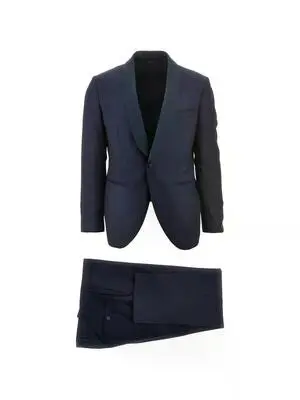 LUIGI BIANCHI Shawl-lapel Single-breasted Wool Suit - Blue