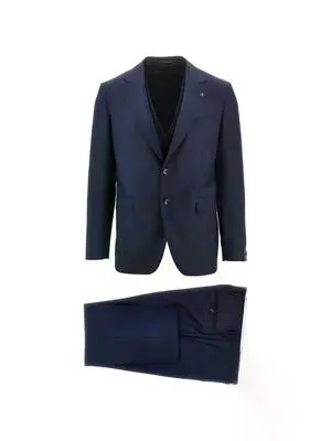 Tagliatore Single-breasted Three-piece Wool Suit - Blue