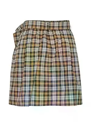 MSGM Plaid Belted Midi Skirt