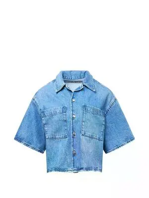 Alexander Wang Cropped Short-sleeve Shirt - Blue