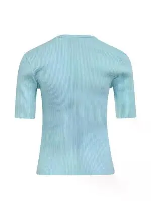 GANNI Ribbed Logo Embellished T-shirt
