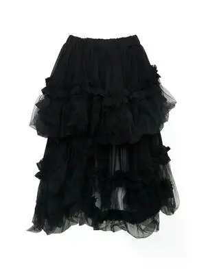 Noir Kei Ninomiya Ruffled A-line Midi Skirt - Black