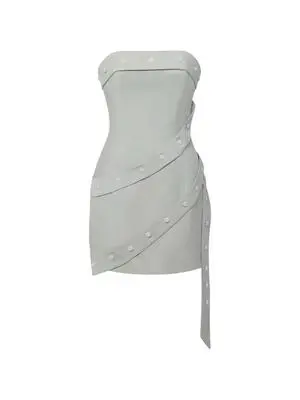 STOLEN STORES Button-embellished Wrap-style Mini Dress - Blue