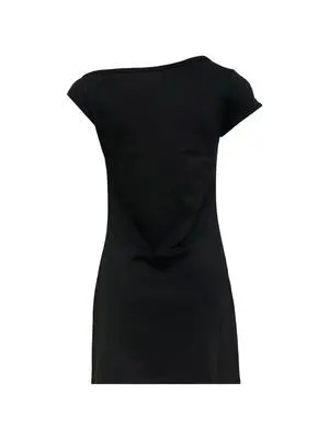 REST & RECREATION One-shoulder Logo Mini Dress - Black