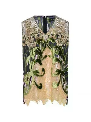 Biyan Embellished Silk Blouse - Green