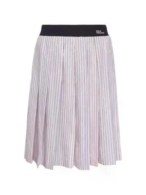 MARDI MERCREDI Striped Pleated Midi Skirt - Pink