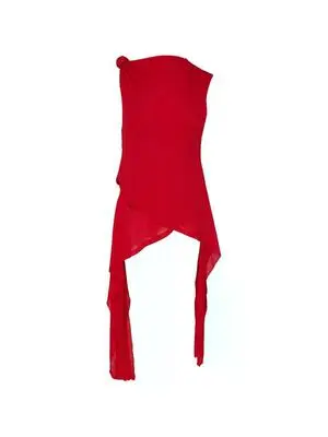 GANNI Knot-detail Asymmetric Tank Top - Red