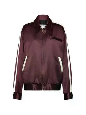 MAISON MARGIELA Satin Bomber Jacket With Stripe Detail - Purple
