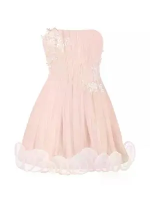 STOLEN STORES Ms. Tutu Floral Appliqué Mini Dress - Pink