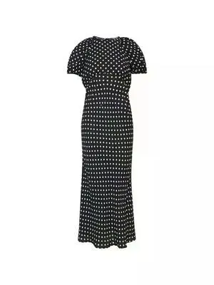 N°21 Polka-dot Puff-sleeve Midi Dress