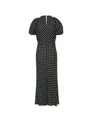 N°21 Polka-dot Puff-sleeve Midi Dress