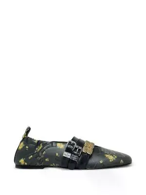 GANNI Floral Print Ballet Flats - Black
