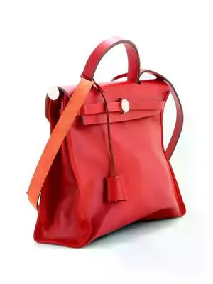 Hermès Herbag Zip Berline 31 Shoulder Bag In Vache Canvas And Leather - Red