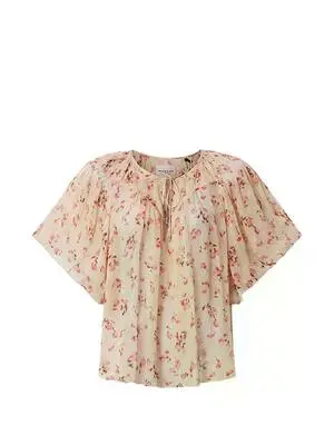 Isabel Marant Étoile Neslya Floral-print Ruffled Blouse - Neutrals
