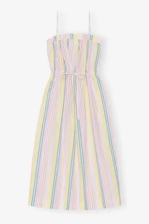 GANNI Striped Cotton Maxi Strap Dress