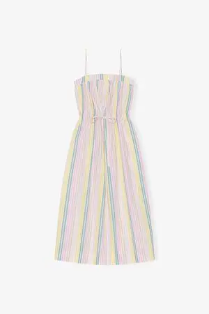 GANNI Striped Cotton Maxi Strap Dress - Mixed