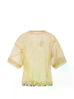 Undercover Layered Effect Semi-sheer T-shirt - Yellow