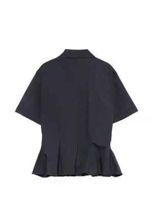 Liviana Conti Peplum Hem Short Sleeve Shirt - Blue