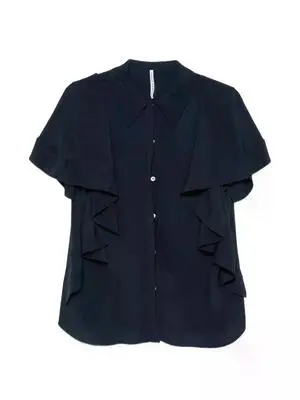Liviana Conti Ruffled Short-sleeve Blouse - Blue
