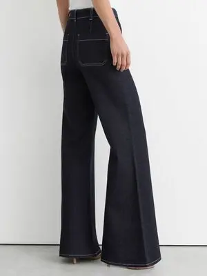 REISS Sakura Patch-pocket Flared Jeans - Indigo Blue
