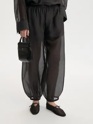 BY MALENE BIRGER Lumas Silk Organza Trousers - Black