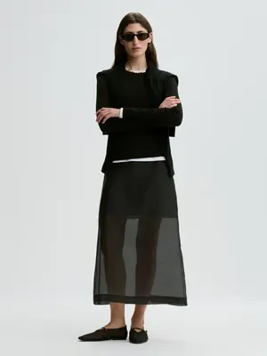 BY MALENE BIRGER Silk Organza A-line Skirt - Black