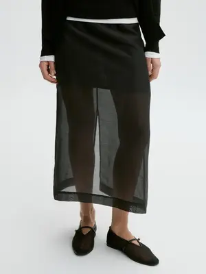 BY MALENE BIRGER Silk Organza A-line Skirt - Black