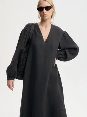 BY MALENE BIRGER Louise Linen Maxi Dress With Embroidery - Black