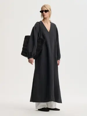 BY MALENE BIRGER Louise Linen Maxi Dress With Embroidery - Black